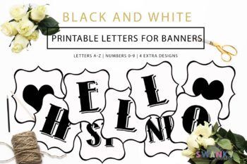 Free Printable Black and White Banner Letters - Swanky Design Co.